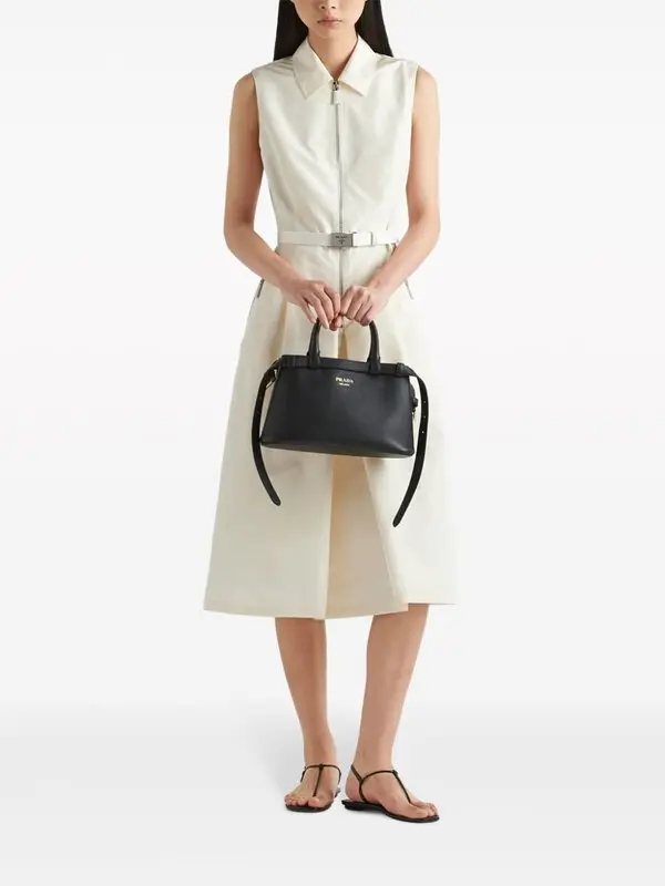 Prada Belted Faille Midi Dress