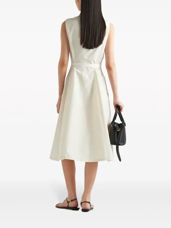 Prada Belted Faille Midi Dress