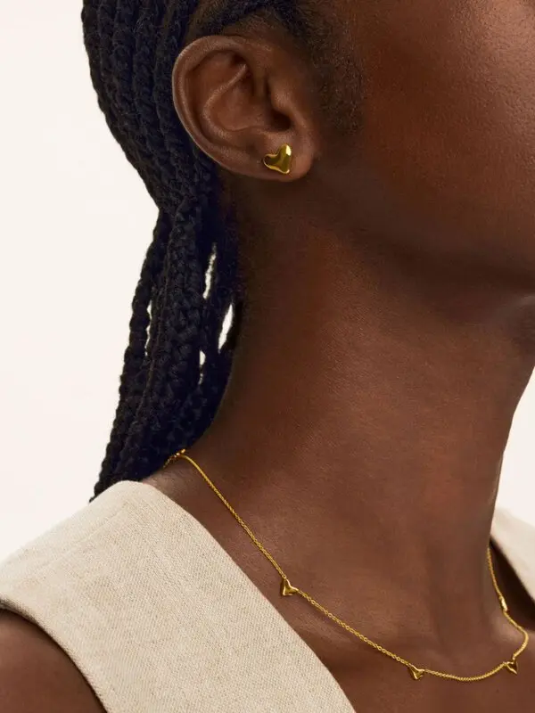 Monica Vinader Heart Stud Earrings - Gold