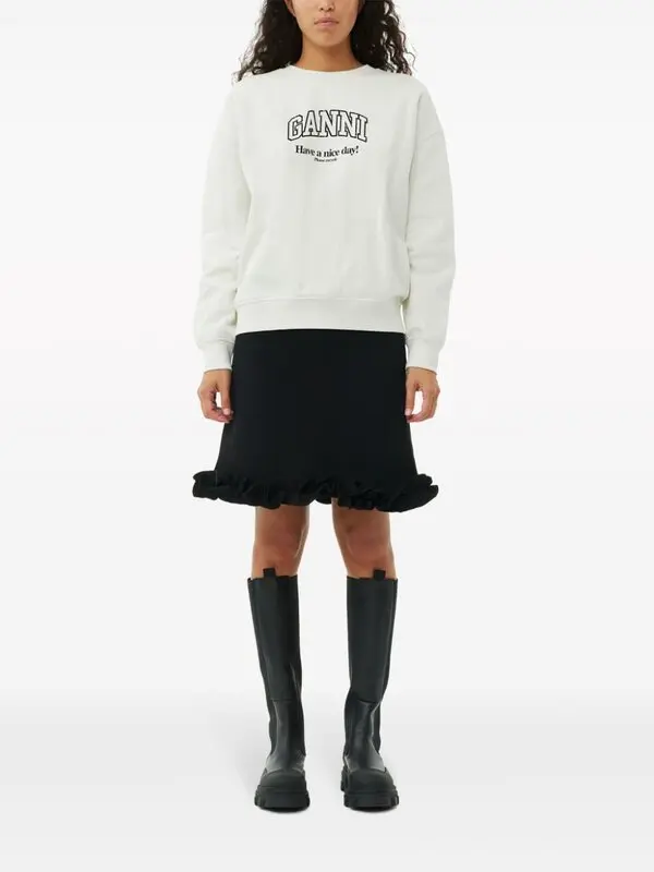 GANNI Logo-print Sweatshirt - White