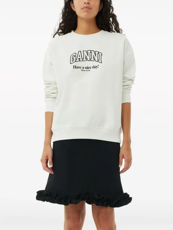 GANNI Logo-print Sweatshirt - White
