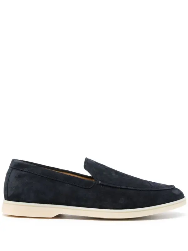 HENDERSON BARACCO Logo-embroidered Suede Loafers - Blue