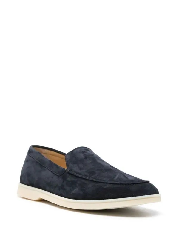 HENDERSON BARACCO Logo-embroidered Suede Loafers - Blue