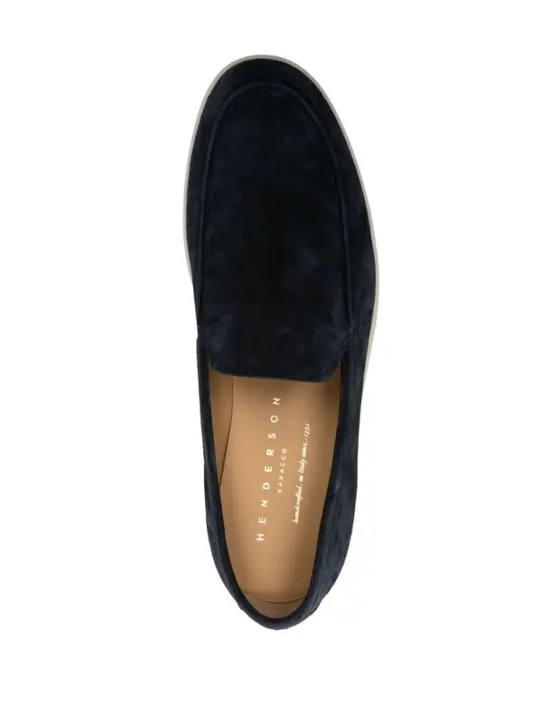 HENDERSON BARACCO Logo-embroidered Suede Loafers - Blue