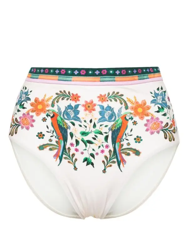 Zimmermann Floral-print High-waisted Bikini Bottom