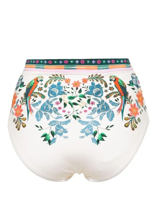 Zimmermann Floral-print High-waisted Bikini Bottom