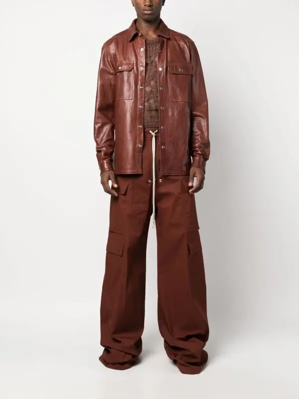 Rick Owens Long-sleeved Leather Shirt Jacket