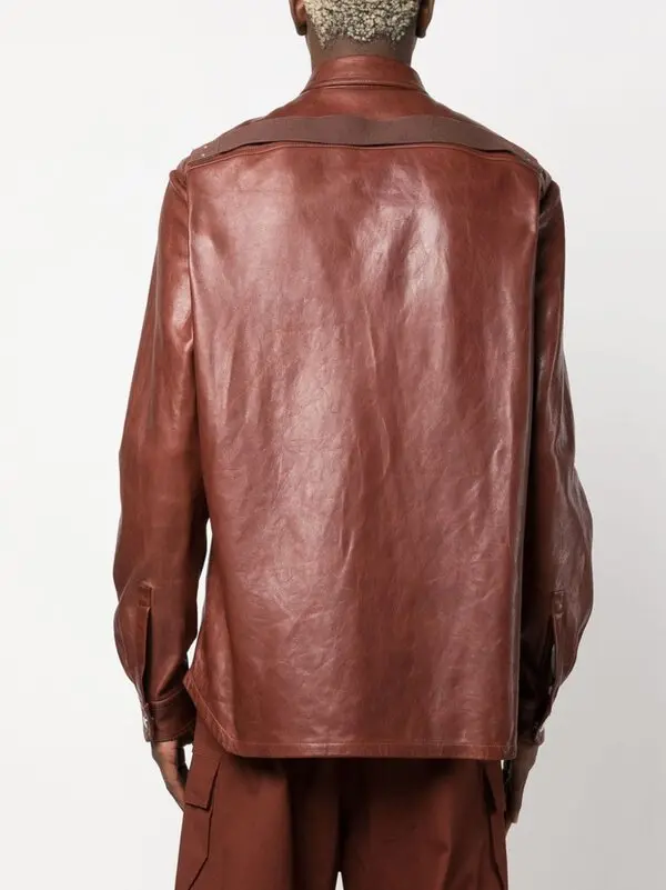 Rick Owens Long-sleeved Leather Shirt Jacket