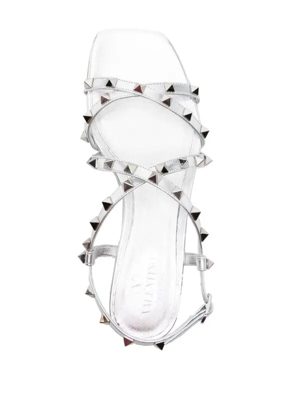 Valentino Garavani Rockstud Metallic Leather Sandals