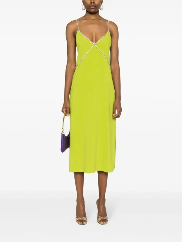 green dress with diamond straps Liu Jo Rhinestone-Straps Midi In - 54% Off style_03WFADR015VJ00GLD111