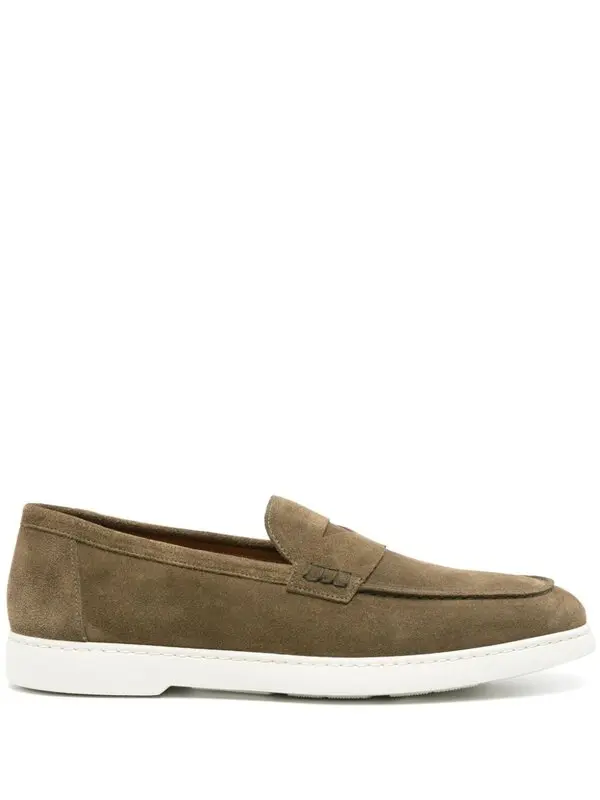 DOUCAL'S Suede Penny-slot Loafers - Green