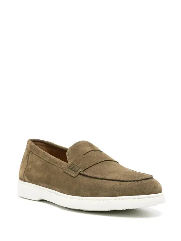 DOUCAL'S Suede Penny-slot Loafers - Green