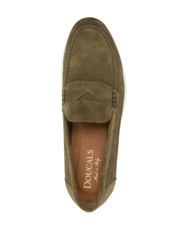DOUCAL'S Suede Penny-slot Loafers - Green