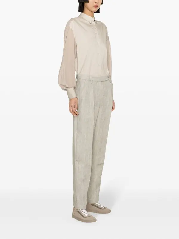 Brunello Cucinelli Mid-rise Tapered Linen Trousers
