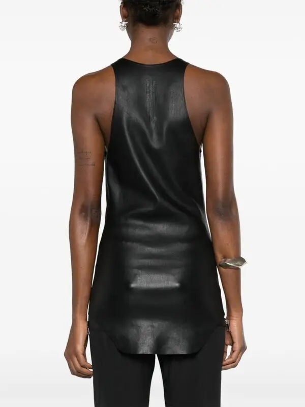 Rick Owens Sleeveless Leather Tank Top - Black