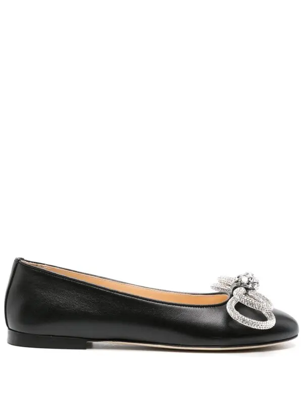 Mach & Mach Double Bow Leather Ballerina Shoes