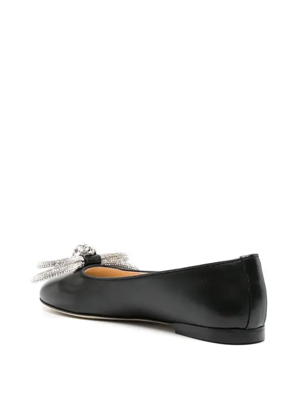 Mach & Mach Double Bow Leather Ballerina Shoes