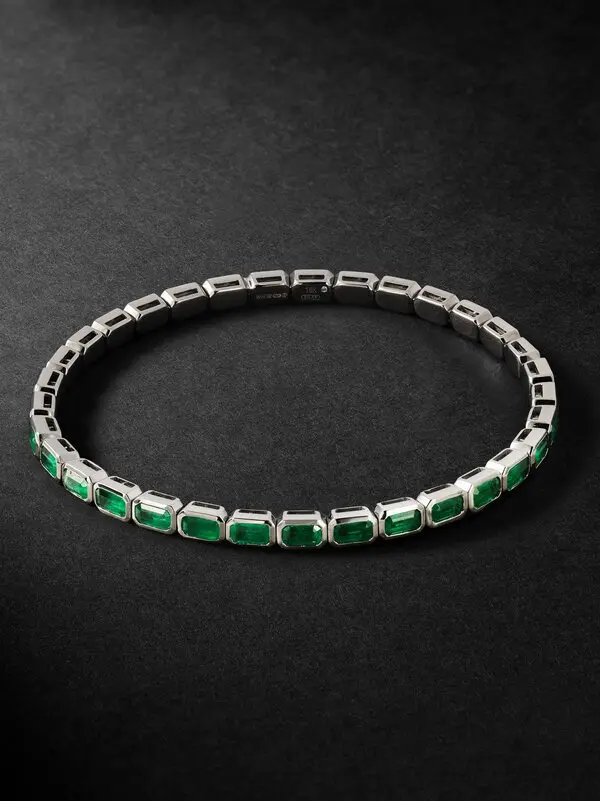 Shay White Gold Emerald Bracelet - Green