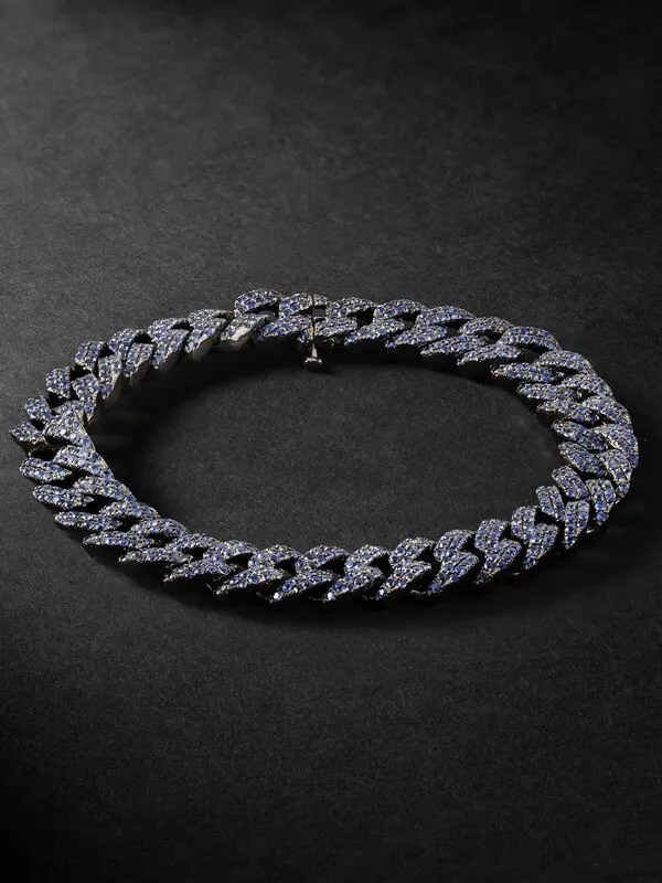 Shay 18-karat Blackened Gold Sapphire Chain Bracelet - Blue
