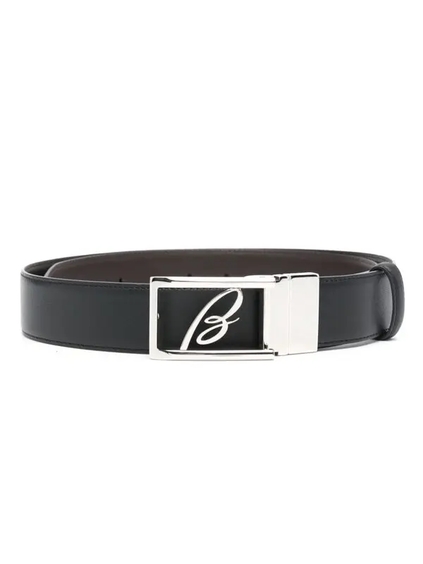 Brioni Logo-buckle Reversible Belt - Black