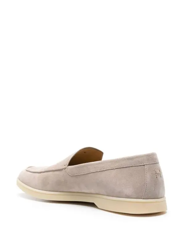 HENDERSON BARACCO Logo-embroidered Suede Loafers - Neutrals