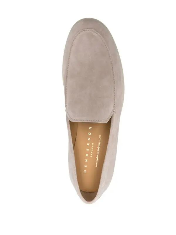 HENDERSON BARACCO Logo-embroidered Suede Loafers - Neutrals
