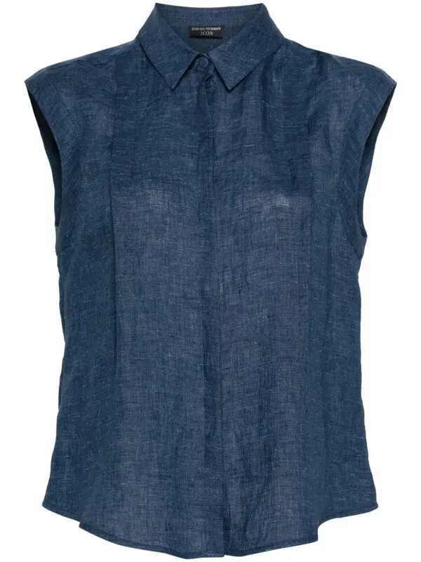 Emporio Armani Pleat-detailing Chambray Shirt
