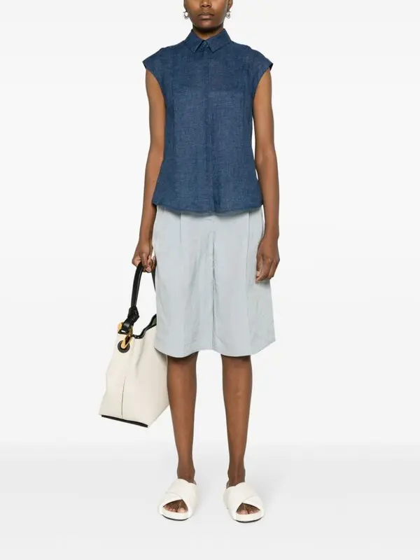 Emporio Armani Pleat-detailing Chambray Shirt