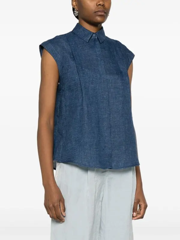 Emporio Armani Pleat-detailing Chambray Shirt