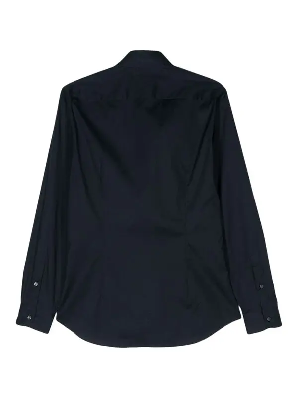 FAY Spread-collar Cotton Shirt - Blue