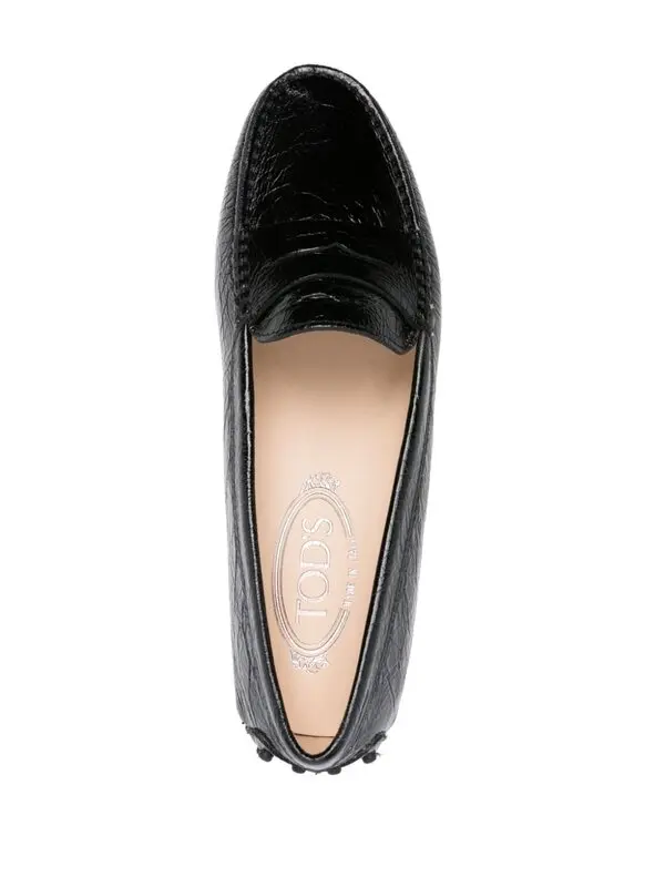 TOD'S Crinkled Leather Penny Loafers