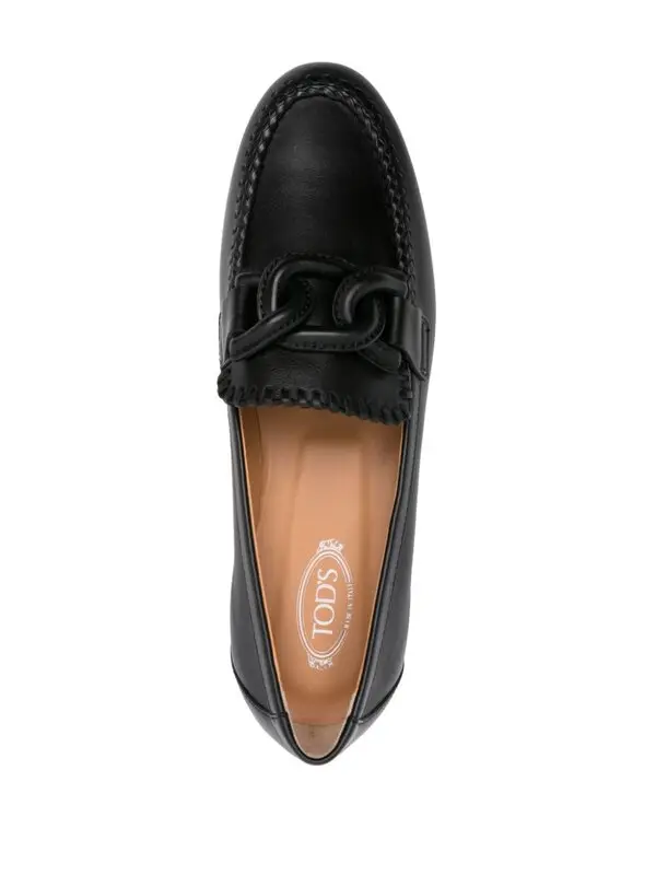 TOD'S Chain-link Leather Loafers - Black