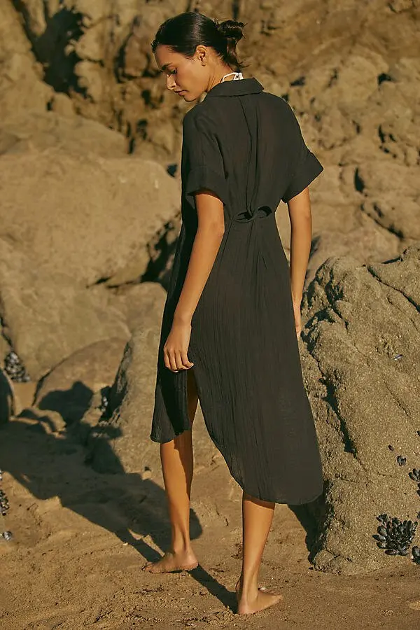 anthropologie black sheer dress Anthropologie Lucia Sheer Midi Dress - Black