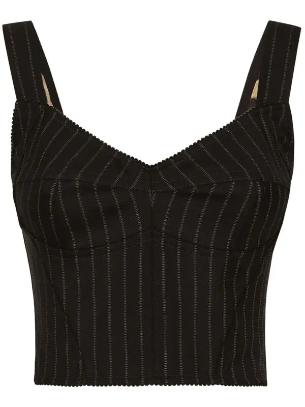Dolce & Gabbana Pinstriped Bustier Top - Black