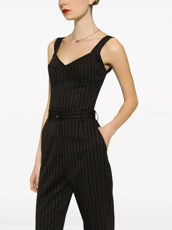 Dolce & Gabbana Pinstriped Bustier Top - Black