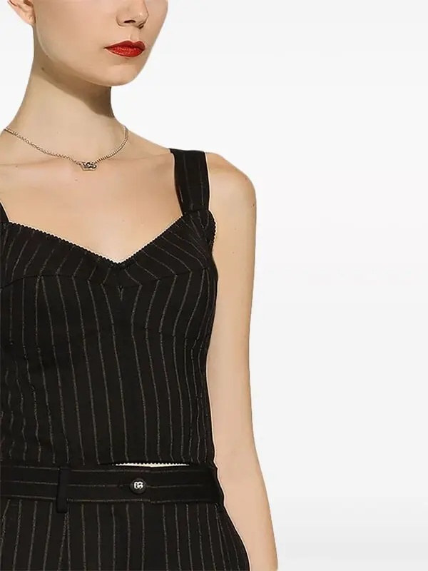 Dolce & Gabbana Pinstriped Bustier Top - Black