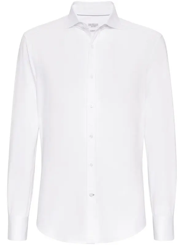 Brunello Cucinelli Spread-collar Cotton Shirt - White