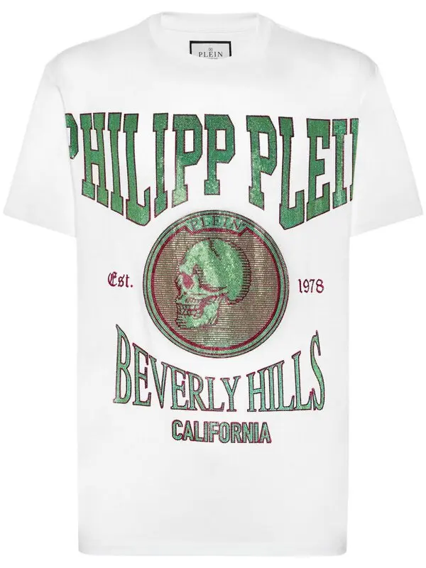 Philipp Plein Crystal-embellished Cotton T-shirt - White
