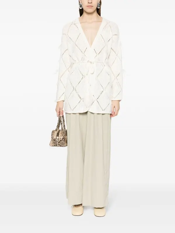 TWINSET Diamond-pattern Crochet Knit Cardigan