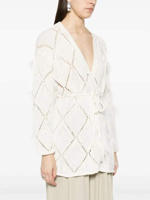 TWINSET Diamond-pattern Crochet Knit Cardigan