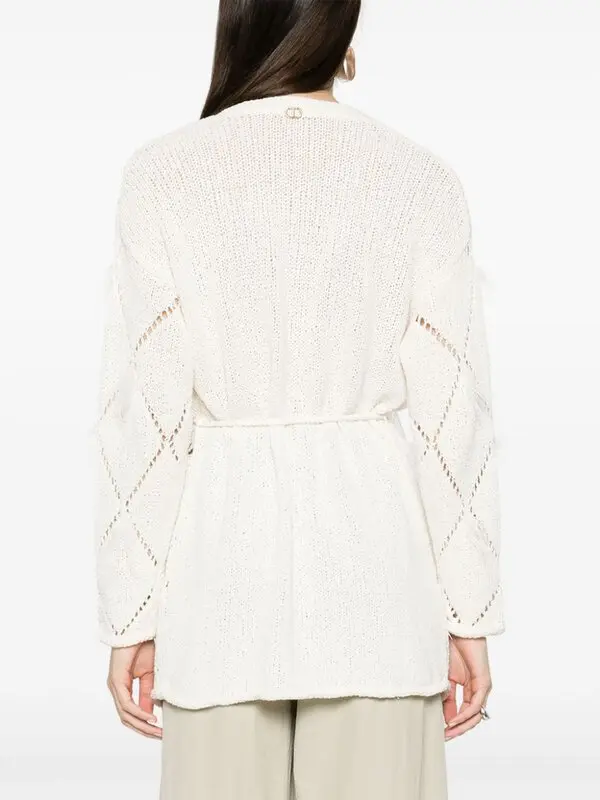 TWINSET Diamond-pattern Crochet Knit Cardigan