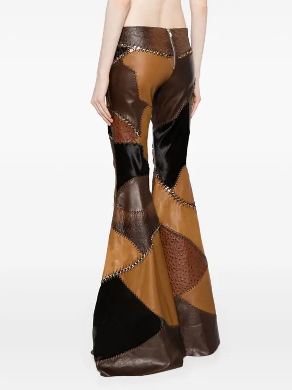 Roberto Cavalli Patchwork Flared Leather Trousers