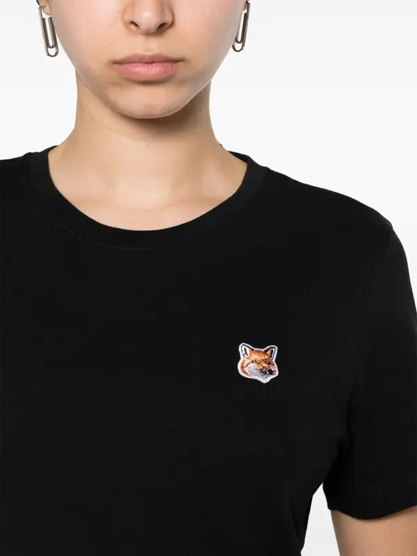 Maison Kitsuné Fox-appliqué T-shirt - Black