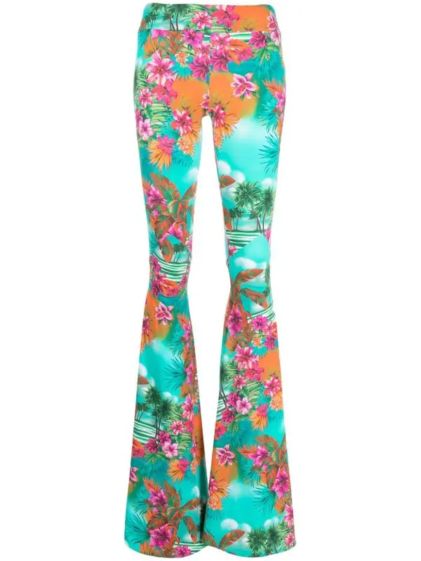Roberto Cavalli Flared Floral-print Trousers
