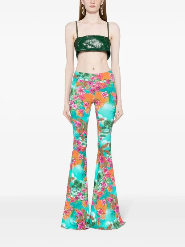 Roberto Cavalli Flared Floral-print Trousers