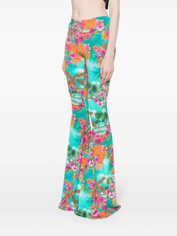Roberto Cavalli Flared Floral-print Trousers