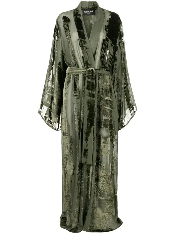 Roberto Cavalli Panelled Velvet Robe Coat