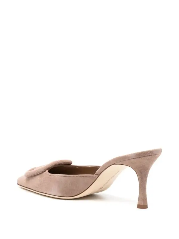 Manolo Blahnik Maysale 70mm Buckled Suede Mules