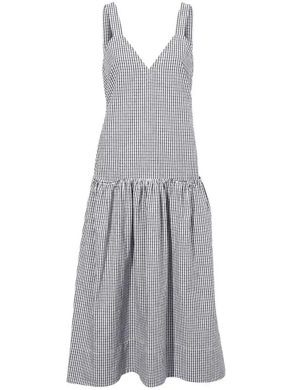 Proenza Schouler White Label Grid-print Midi Dress - Black