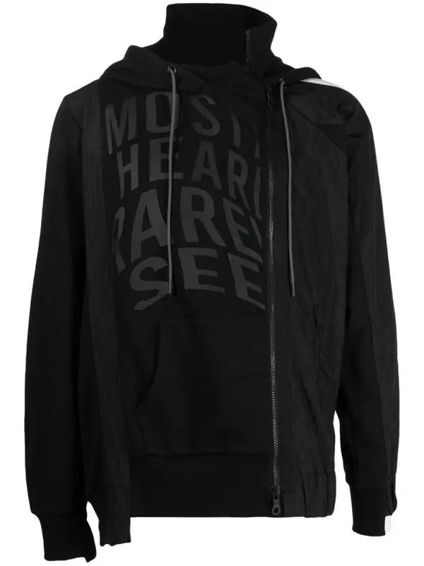 MOSTLY HEARD RARELY SEEN Asymmetric Panelled Hoodie - Black